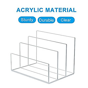 NIUBEE Acrylic File Holder, 3 Sections Clear Office Desk File Sorter, 9-Inch Wide x 6.5-Inch Deep x 6.5-Inch High.