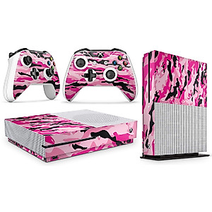 giZmoZ n gadgetZ Xbox One S Pink CAMO Console Skin Decal Sticker + 2 Controller Skins