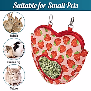 Coppthinktu Rabbit Hay Feeder, Hanging Guinea Pig Hay Feeder, Hay Feeder Rabbit Feeder Hay Feeder Guinea Pig, Small Animal Feeding & Watering Supplies, Suitable for Rabbits, Guinea Pigs, Strawberry