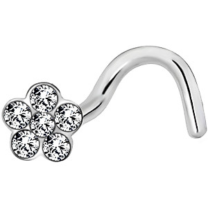 Forbidden Body Jewelry Flower Nose Rings, Flower nose ring, Flower Nose Stud, Nose Rings (18g Clear) Surgical Steel Crystal Flower, Nose Ring With Flower, Top Nose Stud