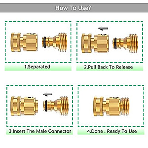 BoArt (6 Sets Garden Hose Quick Connector Set, Solid Brass 3/4 Inch Water Fitings Thread Easy Connect No-Leak Male Female