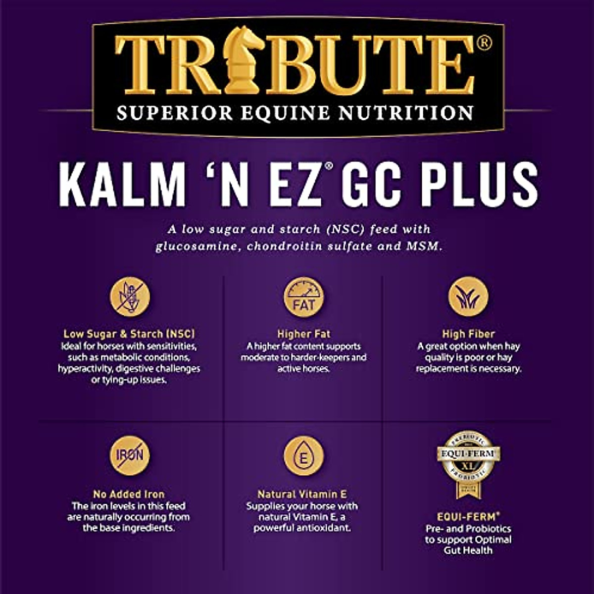Kalmbach Feeds Tribute Kalm 'N Ez Gc Plus Pellets for Horse, 50 lb