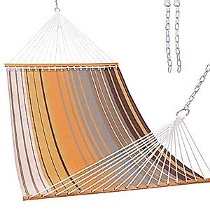 Lazy Daze Hammocks Quick Dry Hammock with Spreader Bar 2 Person Double Hammock with Chains Outdoor Outside Patio Poolside Backyard Beach 450 lbs Capacity Coffee