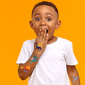 FashionTats Dragon Temporary Tattoos | Pack of 36 | MADE IN THE USA | Skin Safe | Party Supplies & Favors | Removable