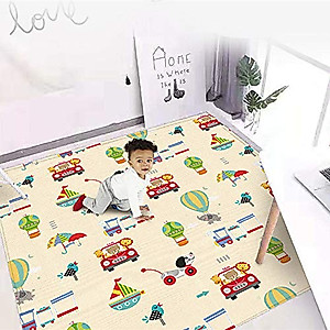 Baby Play Mat Soft Rug Carpet Reversible Waterproof Portable Double Sides Crawling Mats Cute Cartoon Nursery Rug Foam Mats for Kids 70 x 59 x 0.2 Inch