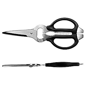 Seki Japan Multifunctional Kitchen Scissors, Stainless Steel Blade Soft Grip Shears for Left-handed