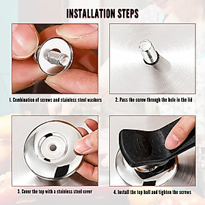 MroMax Universal Pot Lid Cover Knob Stand, Pot Lid Handle Replacement Knob for Kitchen Cookware, Black Large with Three Lines Pattern 2Pcs