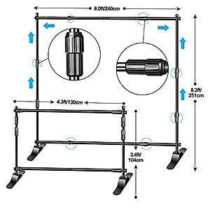 EMART 8 x 8 ft Adjustable Telescopic Tube Backdrop Banner Stand, Heavy Duty Step and Repeat Background Stand Kit for Photography Backdrop and Trade Show Display