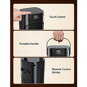 VAGKRI 24"Space Heater, 1500W Portable Electric Heater with Thermostat, Remote, 3 Modes, Timer, Oscillating, Overheating & Tip-Over Protection, Fast Ceramic Heater for Bedroom Office Garage Indoor Use