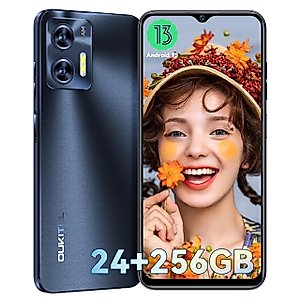 OUKITEL C35 - Android Phone, 24GB RAM+256GB ROM Unlocked Android 13 Phones, 50MP+8MP Camera, 6.56" HD+ Display Cell Phone, 5150mAh Battery Smartphone, 4G Dual SIM, Fingerprint Unlock/Face ID/GPS