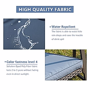 COSIEST 3 Piece Bistro Set Patio Rocking Chairs Outdoor Porch Furniture w Blue Cushions,Water Resistant,Glass-Top Coffee Table for Garden, Pool, Backyard