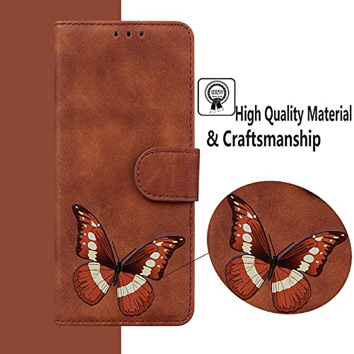 IVY Realme 7 Pro Case for Realme 7 Pro,[Butterfly][Flip Kickstand][Magnetic Buckle][Skin Touch Feeling] Wallet Case for Oppo Realme 7 Pro Case - Brown