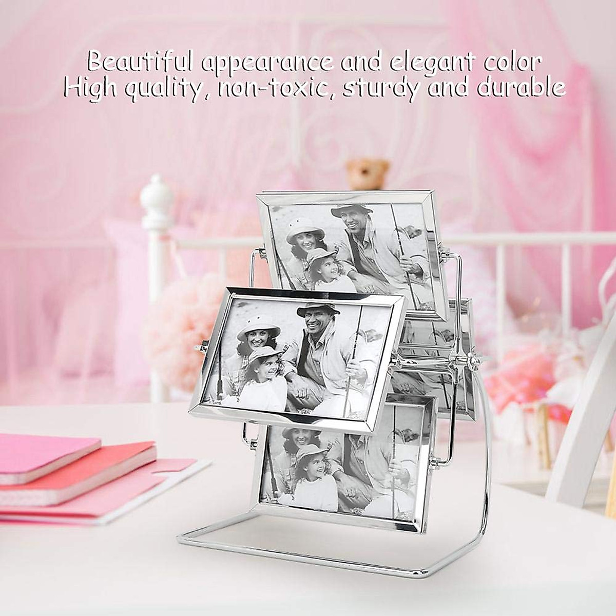 Metal Photo Frame, Ferris Wheel Rotatable Picture Display Photography Studio Rotating Photo Frame For 6X4Inch Photo