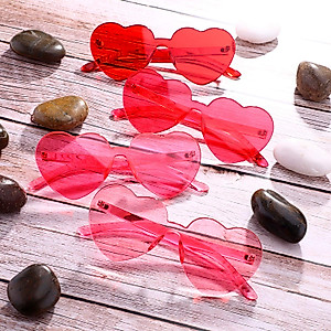 Gejoy 4 Pieces Heart Shaped Sunglasses for Women Men Christmas Valentine's Day Frameless Glasses()