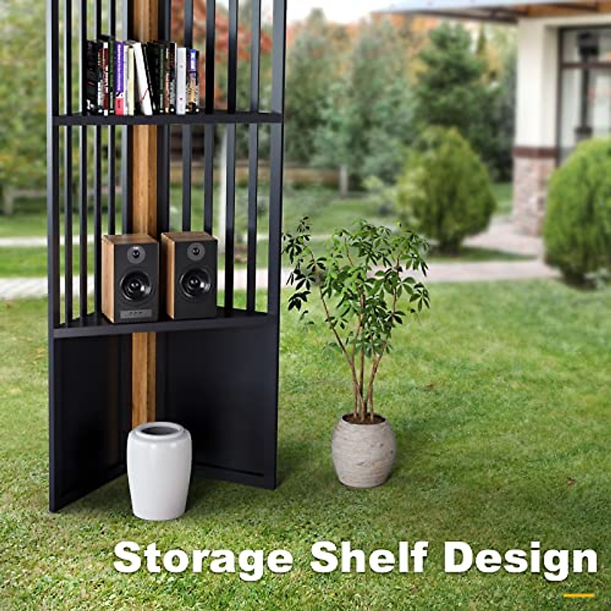 OLILAWN Gazebo 12x14, Outdoor Hardtop Gazebo with Large Aluminum Frame, Galvanized Steel Top Gazebo with Drainage System, All-Weather Metal Gazebo Pavilion with Display Shelves, for Patio Garden Lawns