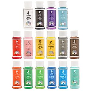 Acrylic Paint Set Value Pack of 16 Assorted Colors | Craft Painting Kit with 2 oz Squeeze Bottles for Beginners, Artists, Professionals | Non-Toxic Water Based Paints for Canvas, Paper, Wood | Matte Finish