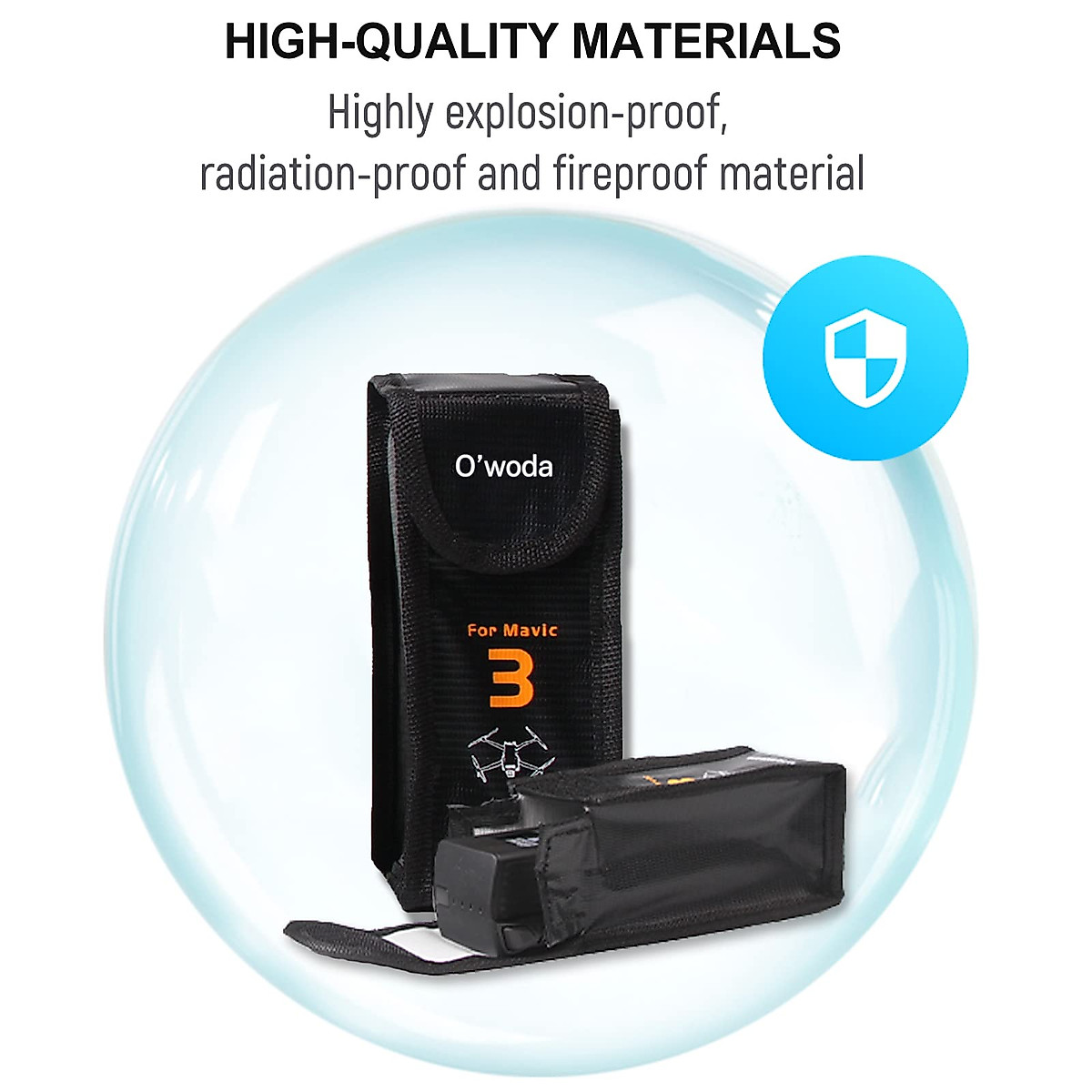 O'woda Battery Safe Bag for DJI Mavic 3 Pro, 3 Pcs Lipo Fireproof Storage Bag Batteries Protection Pouch + 3 Pcs Charging Port Cover for DJI Mavic 3 / Mavic 3 Classic/Mavic 3 Pro