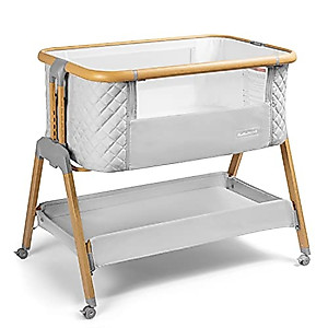 3 in 1 Baby Bassinet with Wheels, Portable Bedside Sleeper for Baby with 7 Adjustable Heights and Foam Mattress, Baby Bedside Crib for Newborns and Infants with Storage Basket, Carry Bag Included