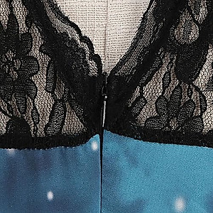 Halloween Costumes for Women Scary Funny Skeleton Swing Dress Lace Short Sleeve Flared Dresses Holiday Party Dress Sky Blue