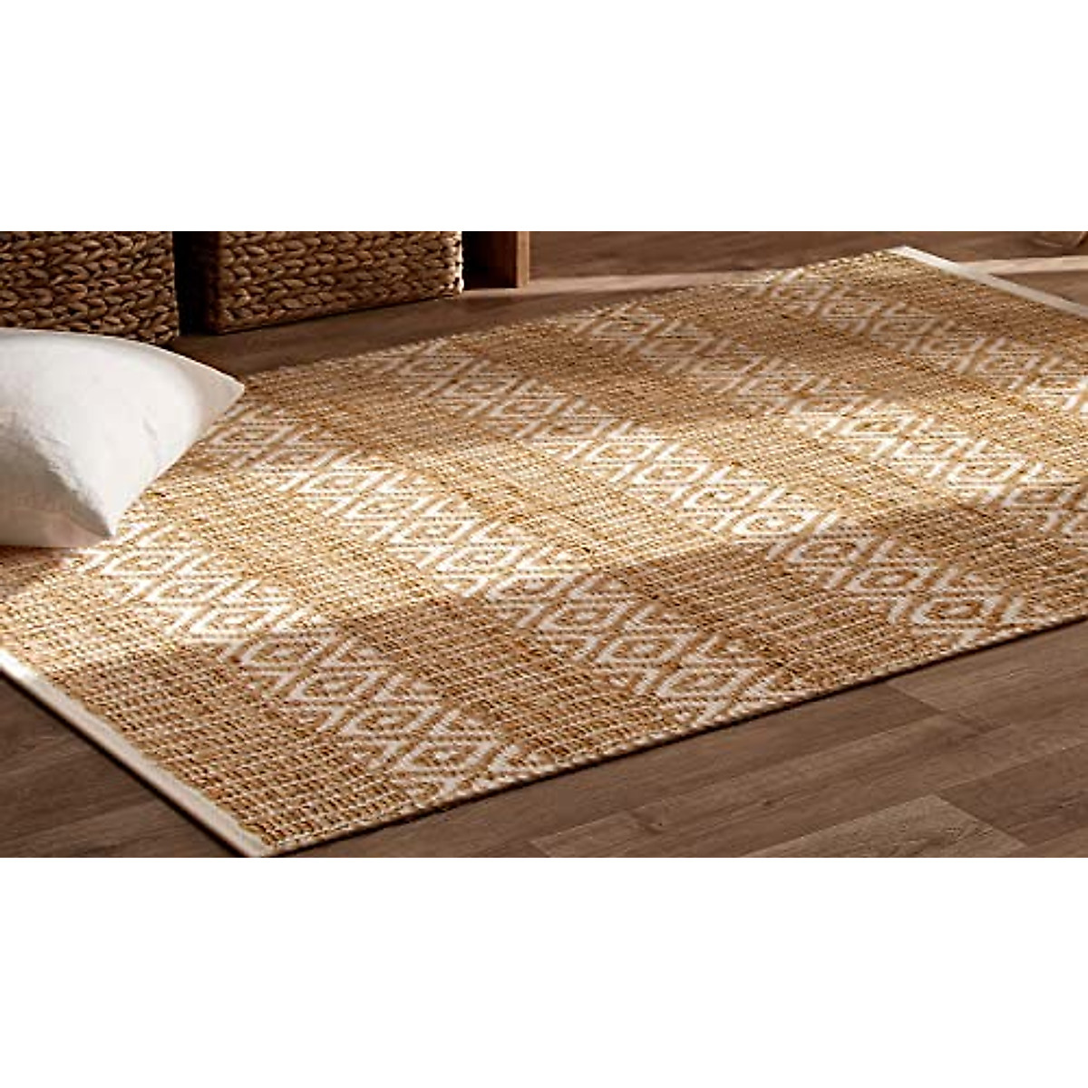 Chindi Rug,Rug 3x5',Rag Rugs,Braided Rug,3x5 Rug,Chindi Rugs,Chindi Handloom Rug 3x5',Farmhouse Area Rugs, Natural Braided Doormat for Kitchen Entryway Pets Playing Chindi Chindi Rugs - Natural/White