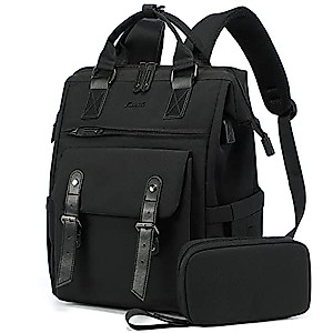 LOVEVOOK Laptop Backpack for Women, Teacher Nurse Bag Work Travel Computer Backpacks Purse,Water Resistant Daypack with USB Charging Port, 15.6 inch Black