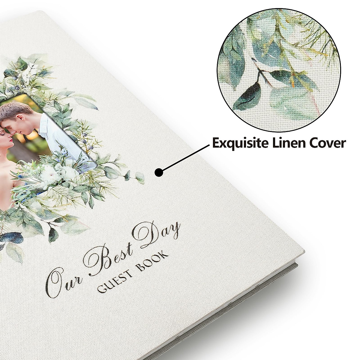 Vienrose Wedding Guest Book Polaroid Guest Book Photo GuestBook Sign in book Personalized Linen Cover 120 Pages Hardcover with Lined, Alternative Baby Shower, Party, Birthday (10" x 8" Traditional)