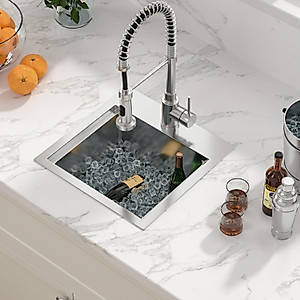 Sarlai 15 Bar Sink Drop In -15x15 Inch Kitchen Bar Sink Stainless Steel 16 Gauge Ledge Workstation Single Bowl Topmount Kitchen RV Wet Bar Outdoor Camper Small Drop Sink