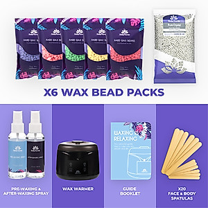 Bella Verde Wax Warmer Home Waxing Kit - Wax Kit for Hair Removal Wax Pot Professional with LED Display and 6 Bags Painless Hard Wax Beans, 20 Wax Sticks for Face, Legs, Arms, Bikini