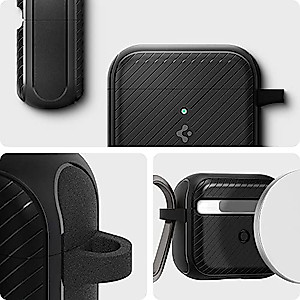 Spigen Mag Armor (MagFit) Designed for Airpods 3rd Generation Case MagSafe Compatible Magnets Embedded Airpods 3 Case with Keychain (2021) - Matte Black