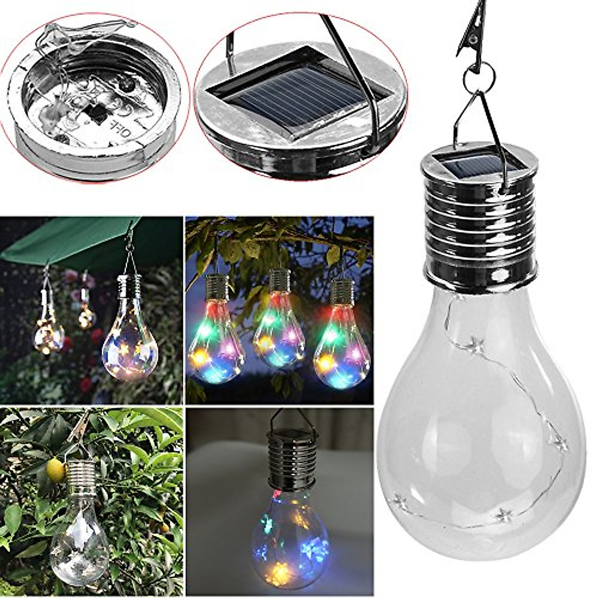 Garden Waterproof Rotatable Bulb LED Camping Solar Hanging Outdoor Light Lamp LED Light Christmas Mesh Lights Warm