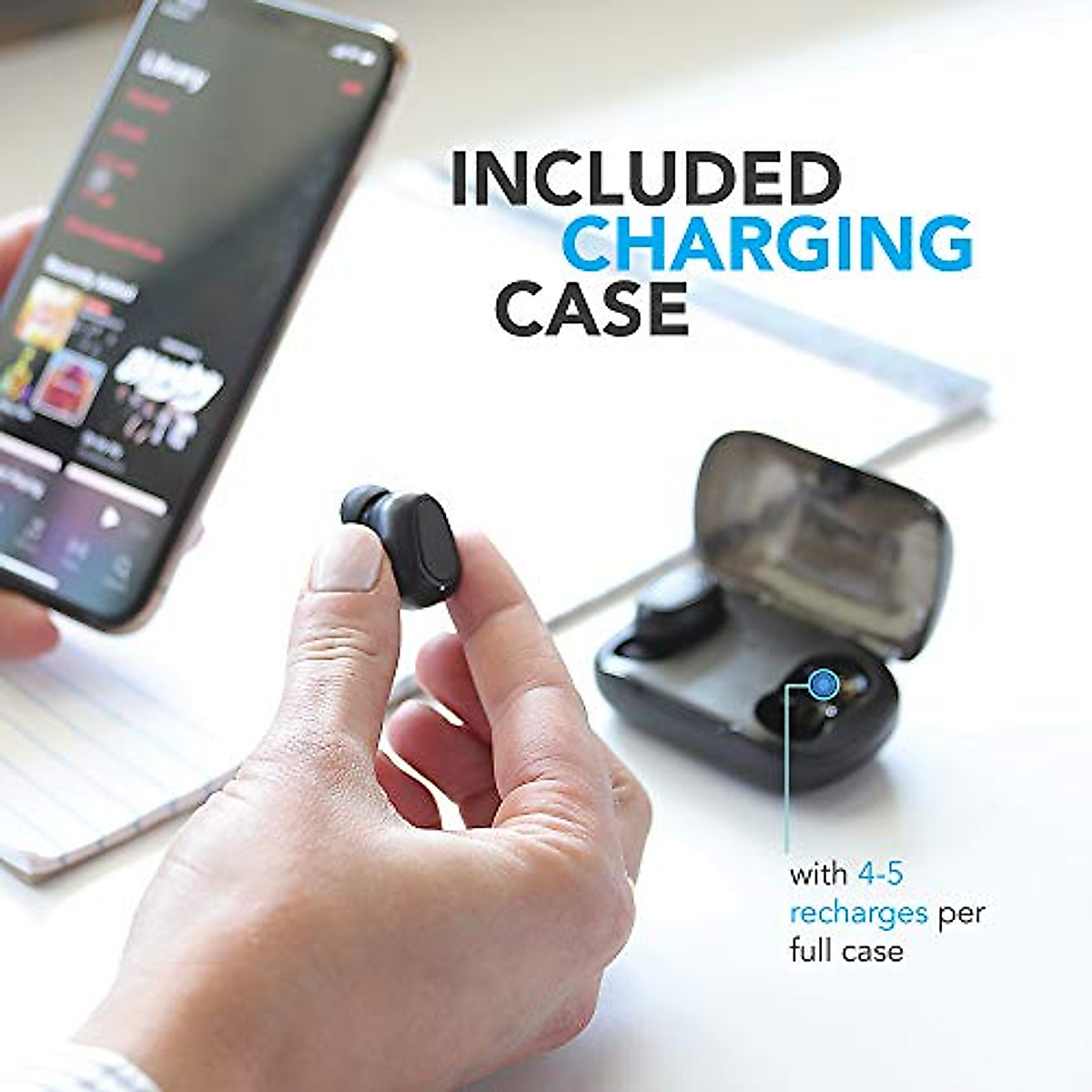 Billboard Bluetooth 5.0 True Wireless Stereo Earbuds with Charging Case, Black