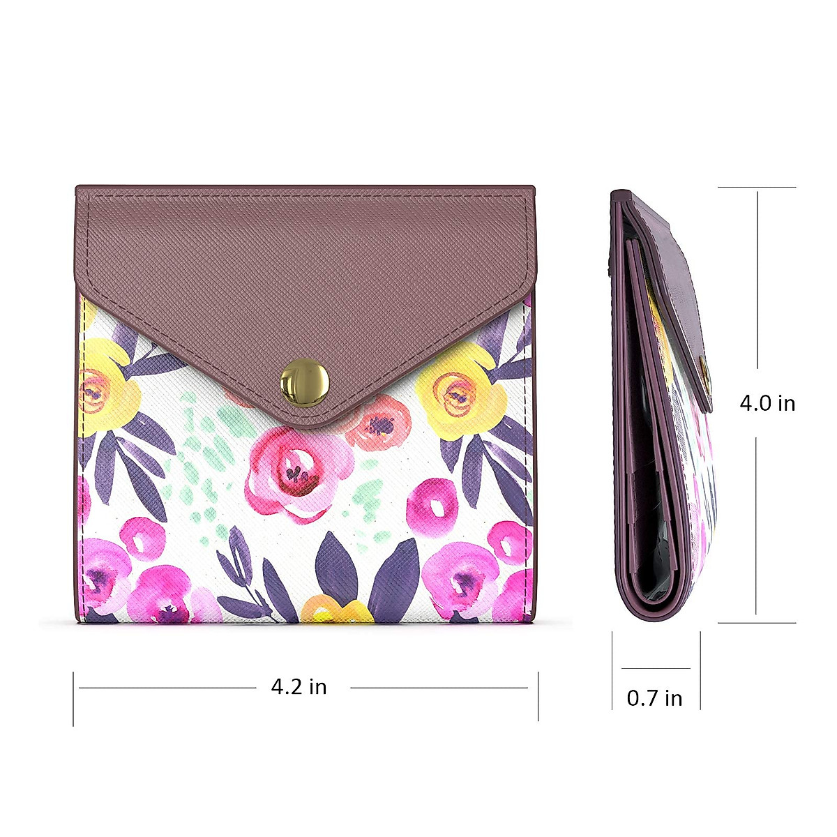 Rose Lake Wallet for Women (5 Pack) RFID Blocking Credit Card Holder Zipper Coin Purse (Multi Flower-5 Pcs)