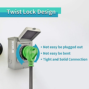 RVMATE 30 Amp 1 FT RV Cord, TT-30P to TT-30R, LED Indicator, 10 AWG