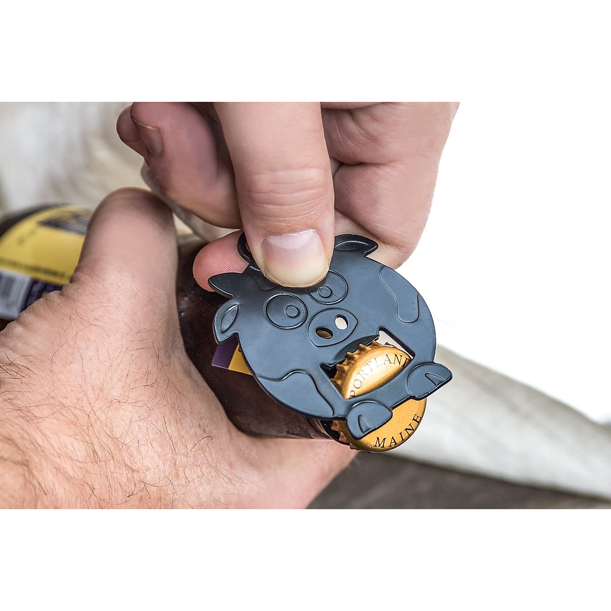 Outset 76220 Tablecloth Weights with Bottle Opener, Barnyard Animals, Set of 4, 2 x 3.75 x 0.25 inches