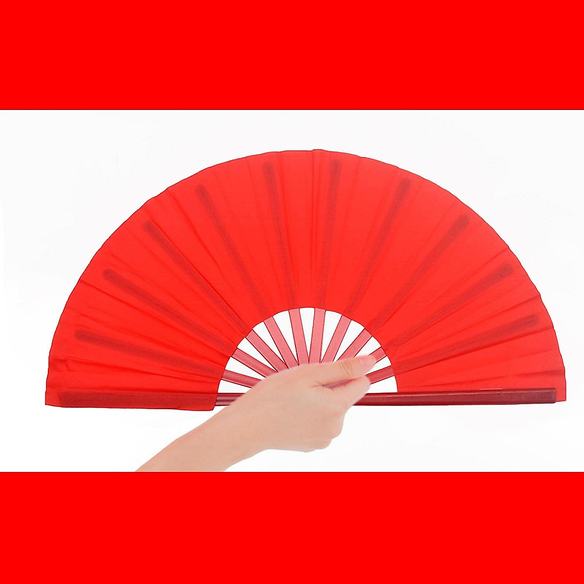 Folding Fans for Men and Women Portable Dance Fan Gifts Red Tai Ji Gong fu Hand Fan for Wedding Performance Festival Theater Party Fan