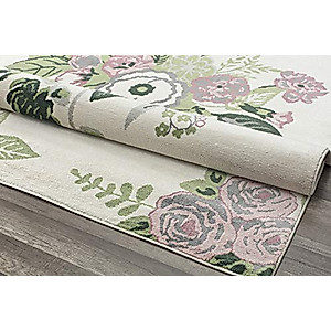 Rugs America Hanna VA40A Rose Garden Cream Floral Transitional Area Rug, 5'x7'
