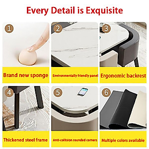 Dining Table Set Table Imitation Marble Top Dining Room Table Set for Small Spaces, Kitchen Table and Chairs for 4, Dining Set w/ 4 Chairs, Padded Seats & Backrests, Wooden Frame ( Color : Gray round