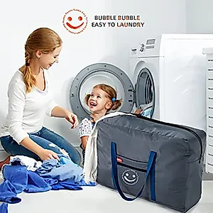 BUBBLE Traveling Laundry Bag, Camp Laundry Bags With Strap, Large Laundry Bags for Travel, Dirty Clothes Bag, Washable Nylon Laundry Bag With Handles For Boys Girls College Students Heavy Duty
