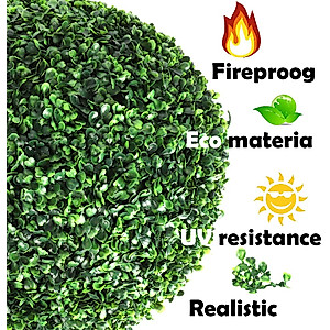 MYOYAY 4Pcs Artificial Topiary Ball 19 Inch and 9 Inch Outdoors 4 Layers Plant Topiary Ball Faux Boxwood Balls for Indoor Backyard Garden Wedding Décor