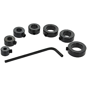 Drixet Drill Stop Bit Collar Set – Kit Includes: 1/8", 3/16”, 1/4”, 5/16”, 3/8”, 7/16” and 1/2-Inch with Allen Wrench to Tighten The Stops Set-Screws (7-Piece)