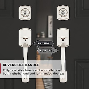 Kwikset Henley Front Entry Door Handleset and Deadbolt with Interior Reversible Lever, Featuring SmartKey Re-Key Security Technology with Microban Protection in Satin Nickel