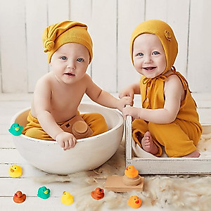 Haooryx 60pcs Christmas Mini Rubber Ducks Mini Float Ducky Pool Toys Novelty Squeeze Ducks for Christmas Festival Theme Party Favors Supplies Basket Stuffer Baby Shower Birthday Pool Party Decoration