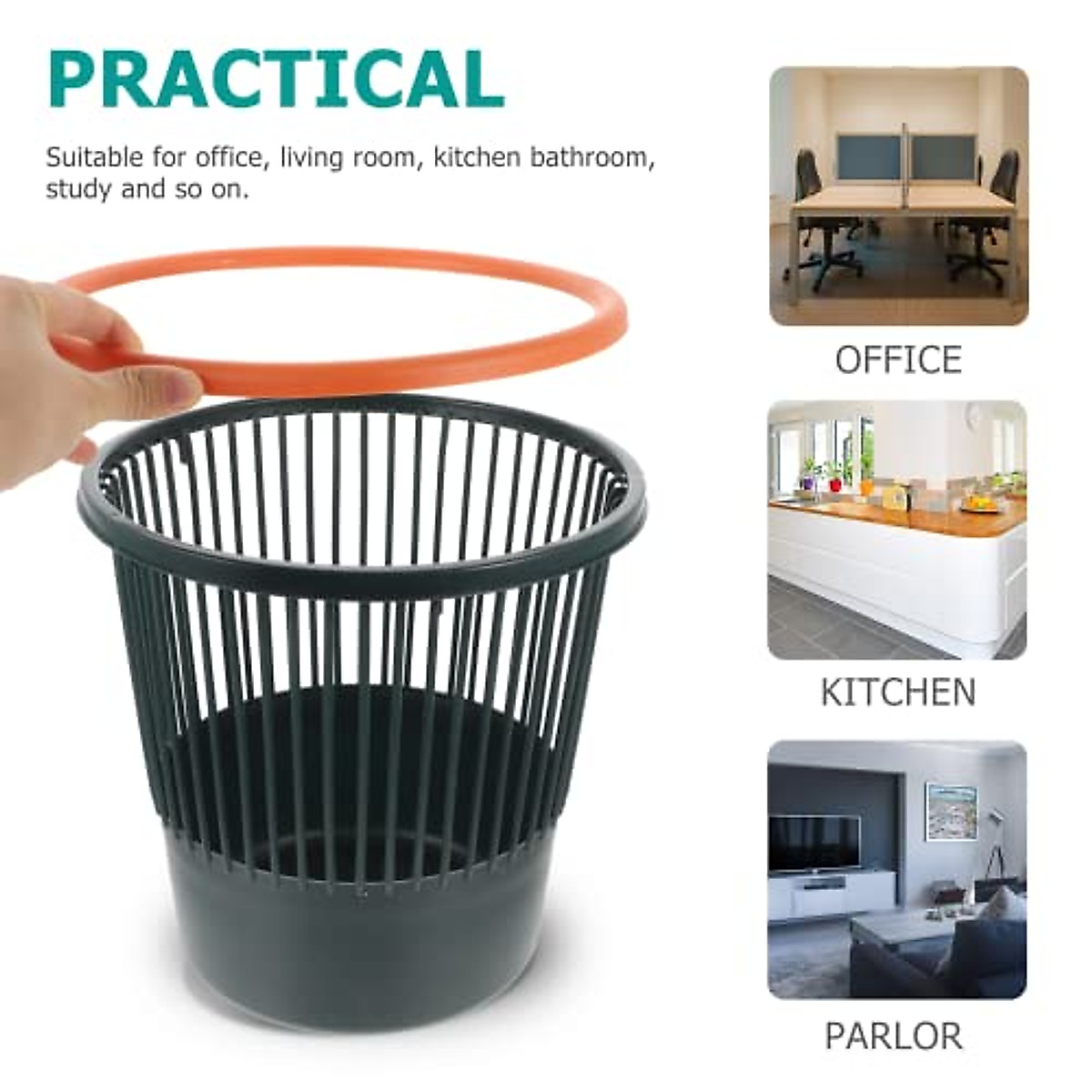 Zerodeko Trash Bin Trash Bin Trash Can Wastebasket with Pressing Ring Modern Rubbish Bin Arbage Bucket Large Capacity Waste Paper Container for Home Office Bathroom Green Trash Cans Trash Cans