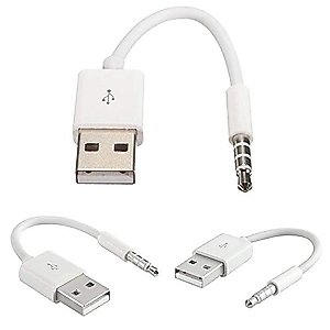 VizGiz 2 Pack for iPod Shuffle Charger Cable USB Data Sync Charging Cord Replacement Jack 3.5mm Male AUX Plug to USB Male Adapter for Apple iPod Shuffle 3/4/5/6/7 Gen 3rd 4th 5th Generation MP3/MP4