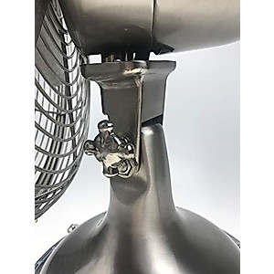 HUNTER 90400z All Metal Retro Table Fan - Powerful 3 Speeds and Smooth Oscillation, 12", Brushed Nickel