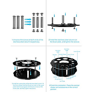 Bokhot Bartender Kit, 14 Piece Cocktail Shaker Set Stainless Steel Bar Tools with Rotating Stand, 25 oz Shaker Tins, Jigger, Spoon, Pourers, Muddler, Strainer, Tongs, Bottle Stoppers, Opener, Recipes