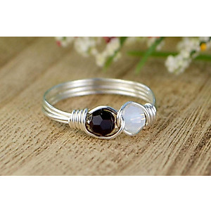 Any Two Crystals Birthstones Infinity Symbol Ring in Sterling Silver or 14kt Yellow or Rose Gold Filled Handmade Wire Wrapped Ring- Made to size 4-14