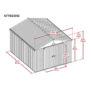 Scotts 10' x 12' Outdoor Lockable Water-Resistant Steel Storage Shed Building with Tool Hanger and Gable Roof, Green