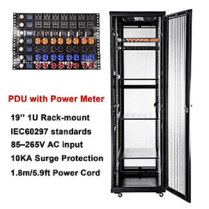 E-link Industrial Surge Protector Power Strip Rack Mount Metered PDU Power Distribution Unit 110-250V 16A, 8 NEMA 5-20R Outlet 19'' 1U Switched PDU with Monitoring OLED Screen Orange