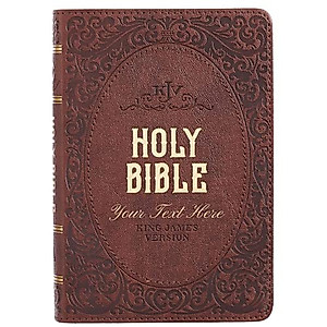 Personalized Bible Custom KJV Medium Brown Faux Leather Compact Bible Custom Made Gift for Baptisms Christenings Birthdays Celebrations Holidays